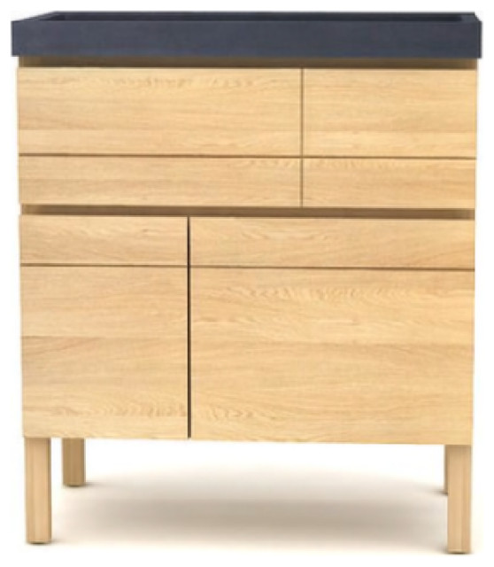 Oak and Lava Stone Vanity Unit | Tikamoon Easy - Midcentury - Bathroom ...