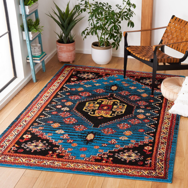 Safavieh Vintage Hamadan Vth203M Traditional Rug, Blue and Black, 6'7 ...