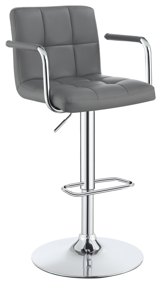 Palomar Adjustable Height Bar Stool Grey and Chrome - Contemporary ...
