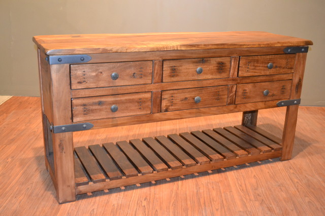 Greenview 6-Drawer Rustic Console Table - Rustic - Console Tables - by ...