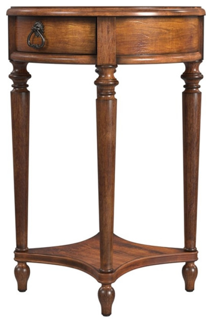 Bowery Hill Traditional Wood 1-Drawer Antique Cherry Brown Round Accent ...