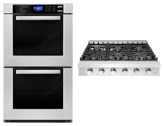 2-Piece Kitchen Package, 36" Gas Cooktop & 30" Double Electric Wall ...
