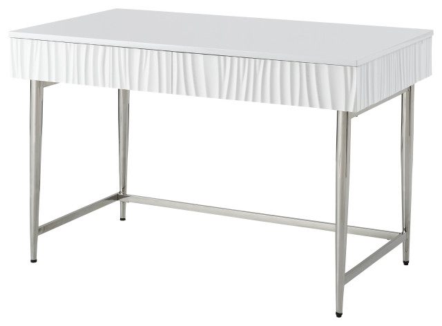 Miranda Coastal 2 Drawer Writing Desk for Home Office Glossy White ...