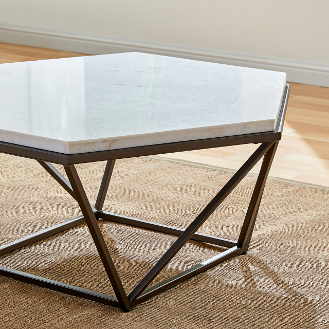 Corvus White Marble Top Cocktail Table - Transitional - Coffee Tables ...