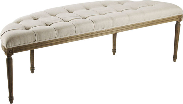 Bench, Natural Linen - Traditional - Upholstered Benches - by ...