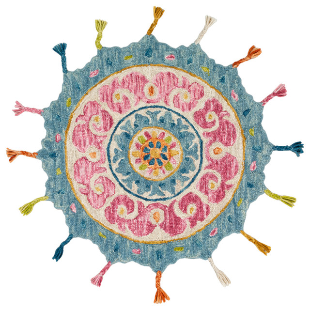 Hand Hooked Bonifate Area Rug BFT-1031, 8' Round - Contemporary - Area ...