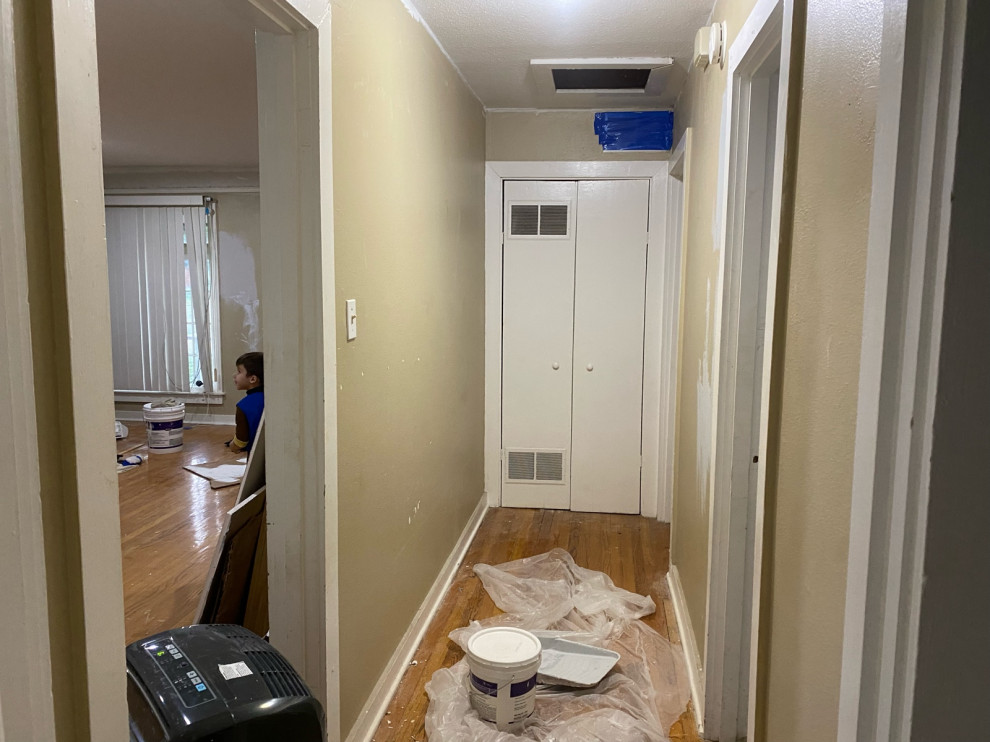 Hallway with ugly vents and attic. what should I do with this hallway?