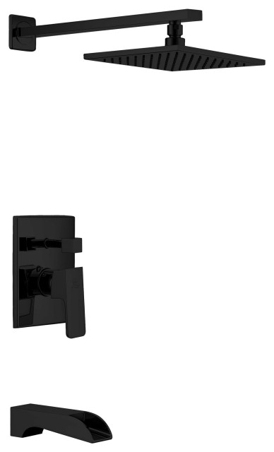 Mezzo Series 1-Handle 1-Spray Tub And Shower Faucet In Matte Black, 17.74 in. L x 5.91 in. W x 8 ...