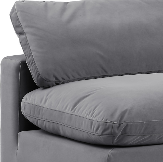 Comfy Upholstered U-Shaped Modular Sectional, 7-Piece: 5 Armless Chair ...
