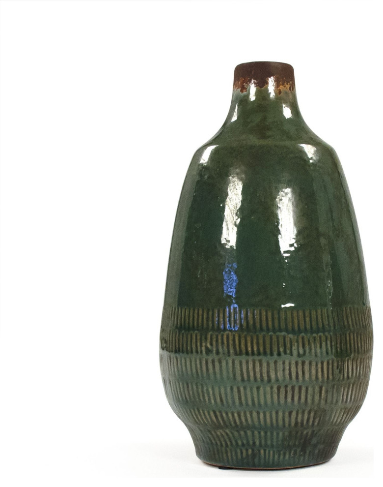 Distressed Emerald Vase Large - Contemporary - Vases - by Hudson Home ...