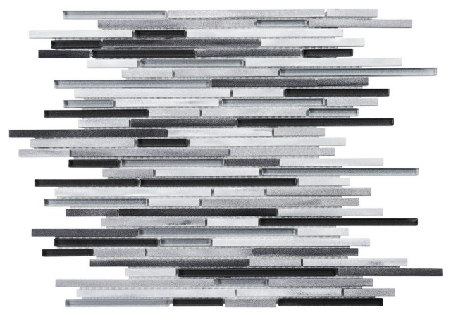 Modket Gray Glass Metal Aluminum Linear Mosaic Tile Backsplash Kitchen TDH49MDR - Contemporary ...