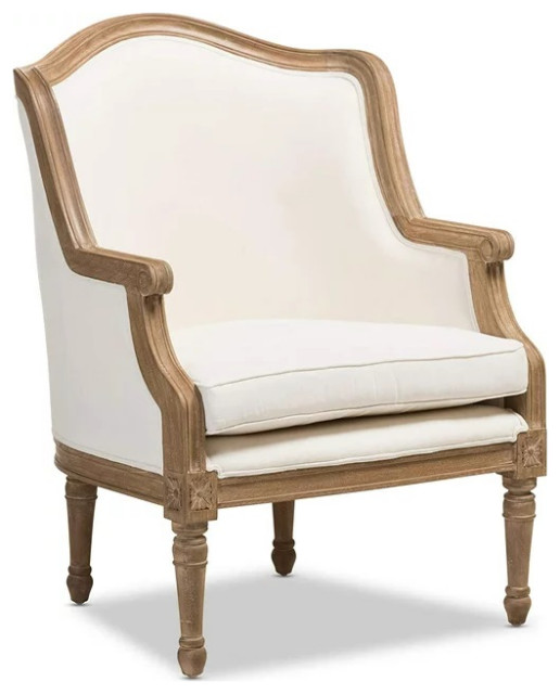 Traditional French Accent Chair, Cedar Frame, Turned Legs, and ...