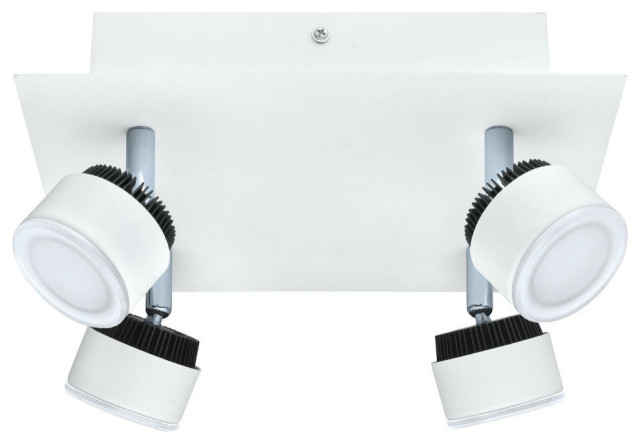 4x6.7W LED Square Track Light, White & Black Finish, 4 Light ...