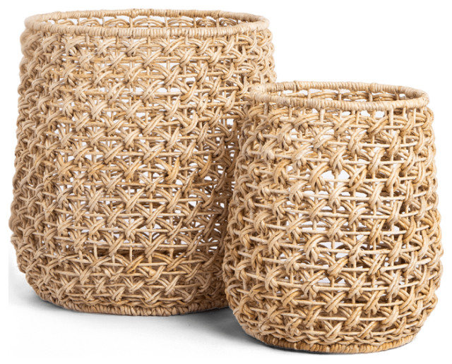 Round Woven Abaca Basket Set (2) | dBodhi Sindoro - Tropical - Baskets ...