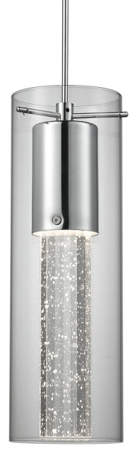 Champagne Single Lamp LED Pendant, Chrome - Transitional - Pendant ...