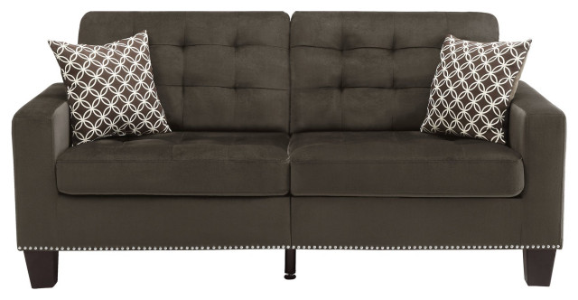Elegant Sofa, Microfiber Upholstery With Biscuits Tufting & Nailhead ...