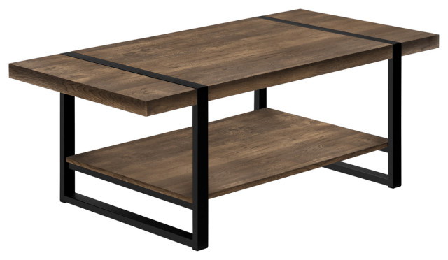47" Brown And Black Rectangular Coffee Table With Shelf - Industrial ...