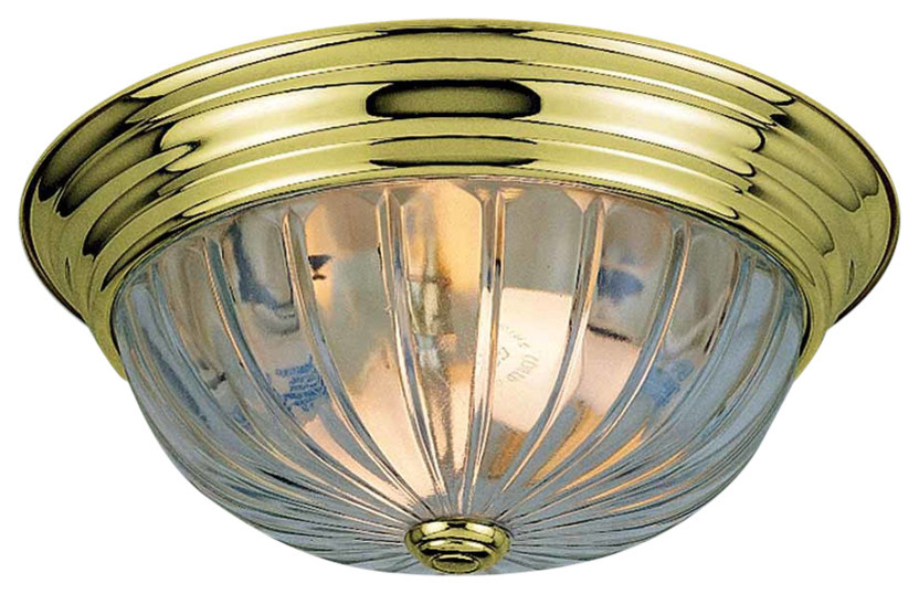 Volume Lighting 2-Light Polished Brass Flush Mount Ceiling Fixture, 13 ...