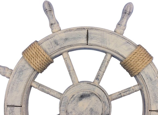 Rustic Decorative Ship Wheel 24'', Wooden Ships Wheel, Boat Steering ...