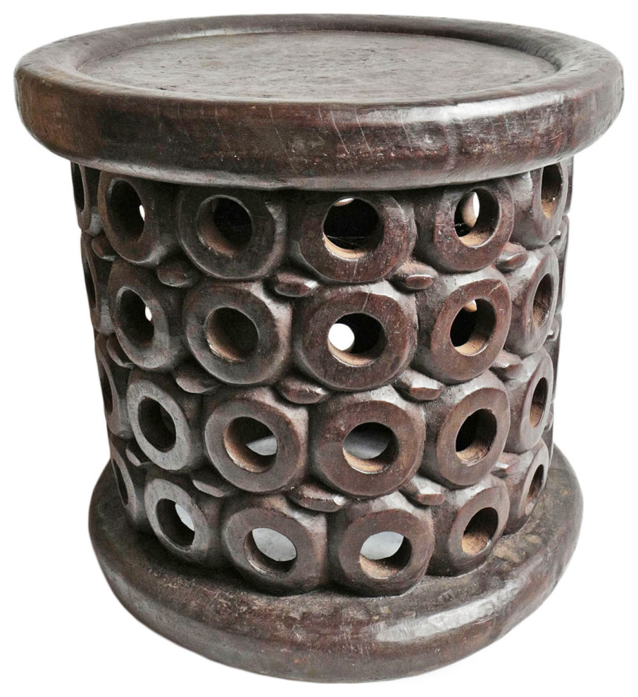 Consigned Bamileke Circle Stool Table - Rustic - Side Tables And End ...