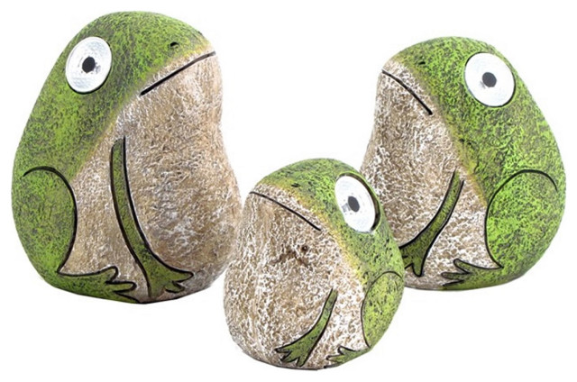 3-Piece Solar Frogs Set With Light Up Eyes - Contemporary - Garden ...