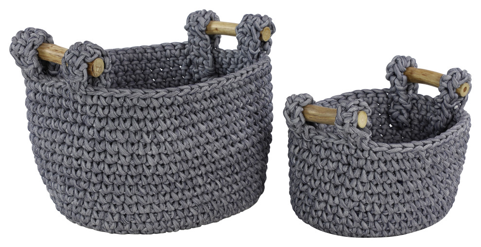 Bohemian Gray Polyester Storage Basket 98889, S/2 13", 11"H ...