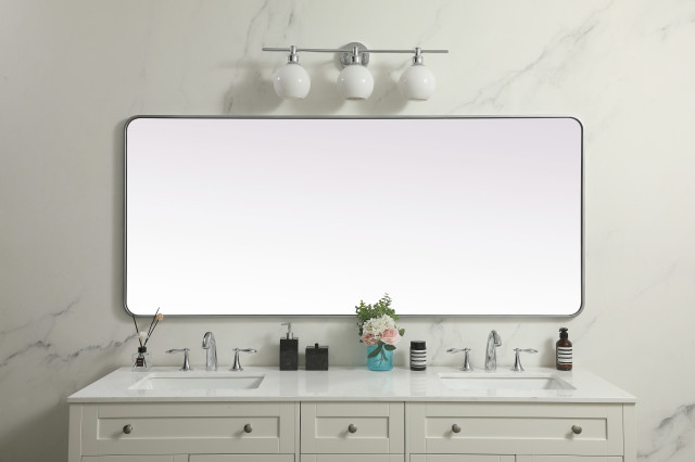 Soft Corner Metal Rectangle Mirror 32X72 Inch, Black, 72"Lx32"Wx1"H ...