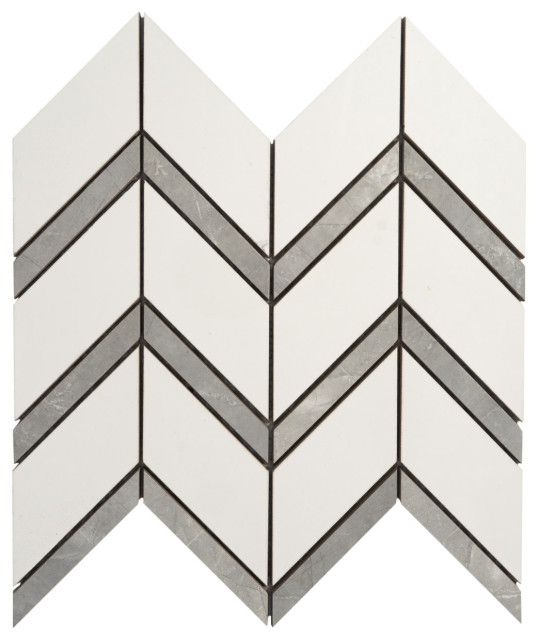 Chevron 11.8"x11.8" Herringbone Gray Porcelain Wall & Floor Mosaic Tile ...