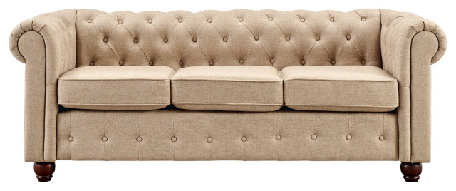 Vintage Chesterfield Sofa, Classic Rolled Arms & Diamond Button Tufting ...