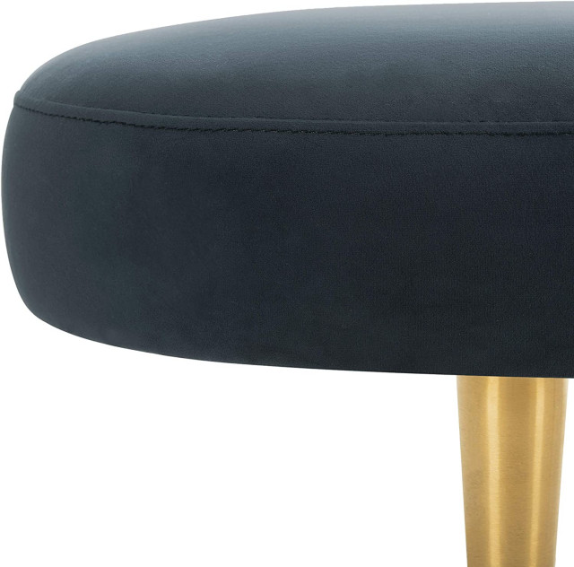Modern Upholstered Bench, Golden Legs & Velvet Seat With Oval Shape ...