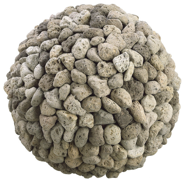 Rock Ball, Gray, 12" - Traditional - Garden Statues And Yard Art - by ...