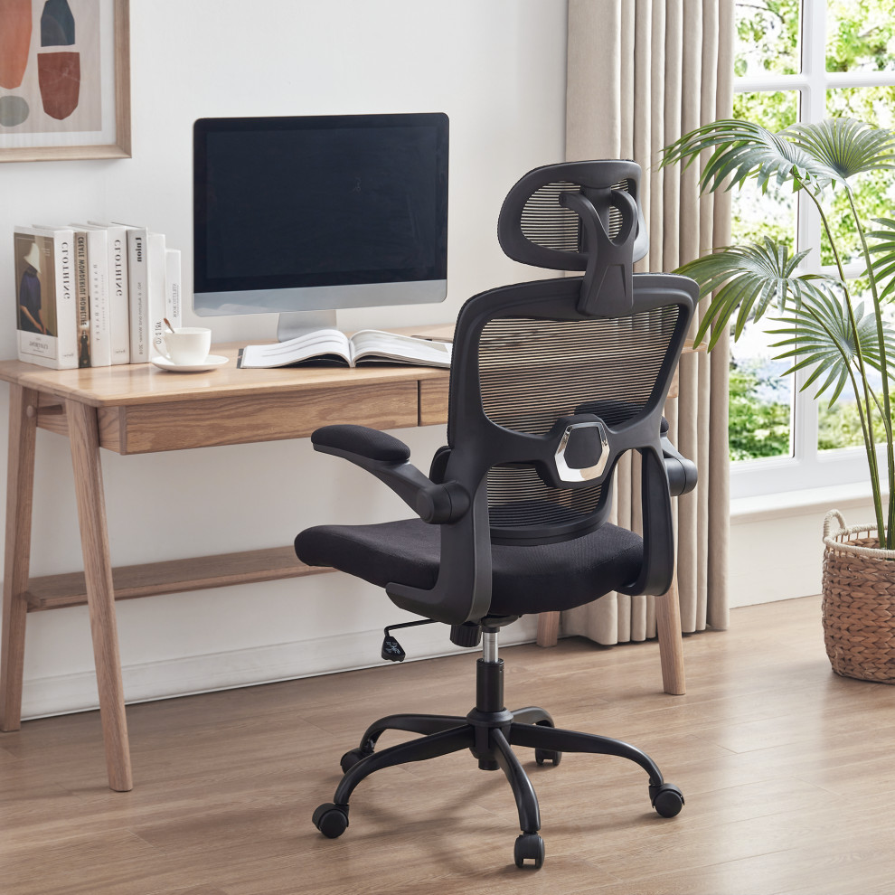 Ergonomic Home Office Desk Chairs With Adjustable Padded Armrest ...