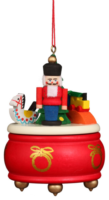 Christian Ulbricht Ornament, Red Music Box With Nutcracker ...