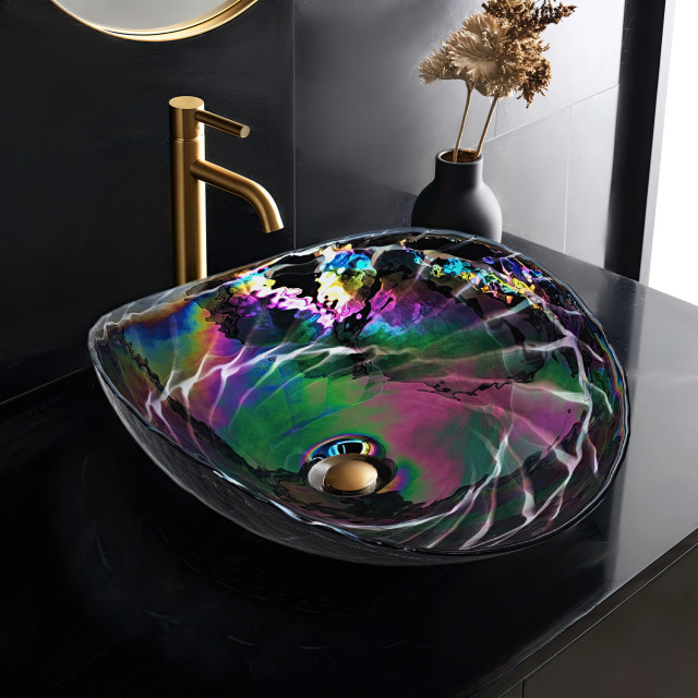 19" Murano Glass Art Vessel Seashell Bathroom Sink - Contemporary ...