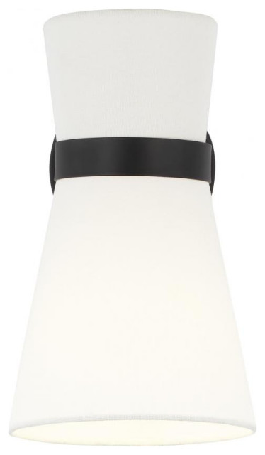 Clark Wall Sconce, 1-Light, Midnight Black, White Shade, 11.5 ...
