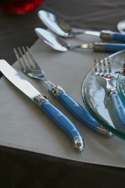 20 Piece Laguiole French Blue Flatware Set - Contemporary - Flatware ...