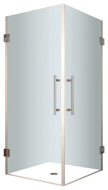 Aston Vanora Frameless Square Shower Enclosure, Stainless Steel, 34"x34 ...