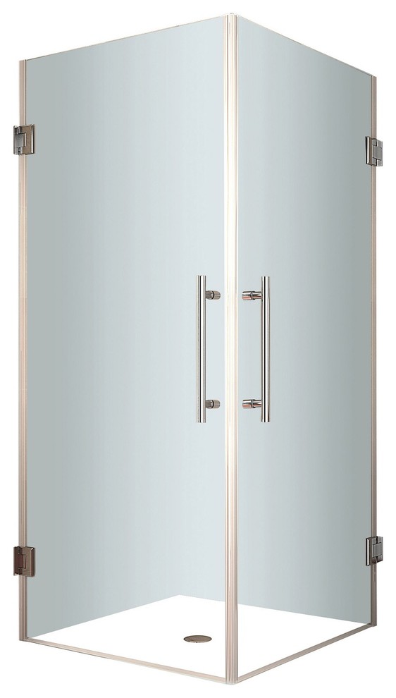 Aston Vanora Frameless Square Shower Enclosure, Stainless Steel, 34"x34 ...