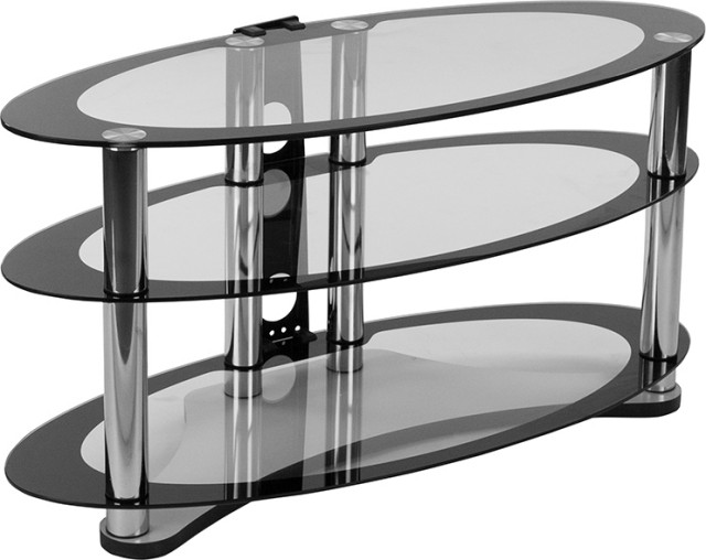 Two-Tone Oval Glass TV Stand - Contemporary - Entertainment Centers And ...