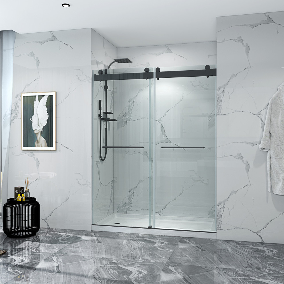 60 X 76 Double Sliding Frameless Shower Door With Buffer