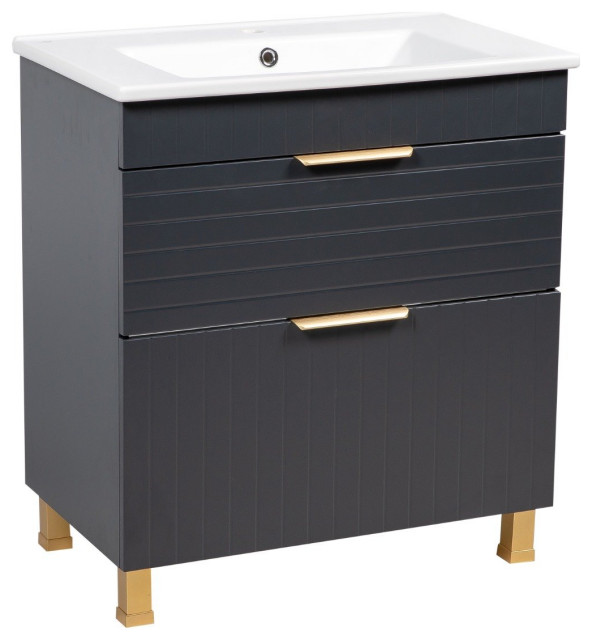 Modern Free Standing Bathroom Vanity | Trevi Antracite Matte 26", 26 ...