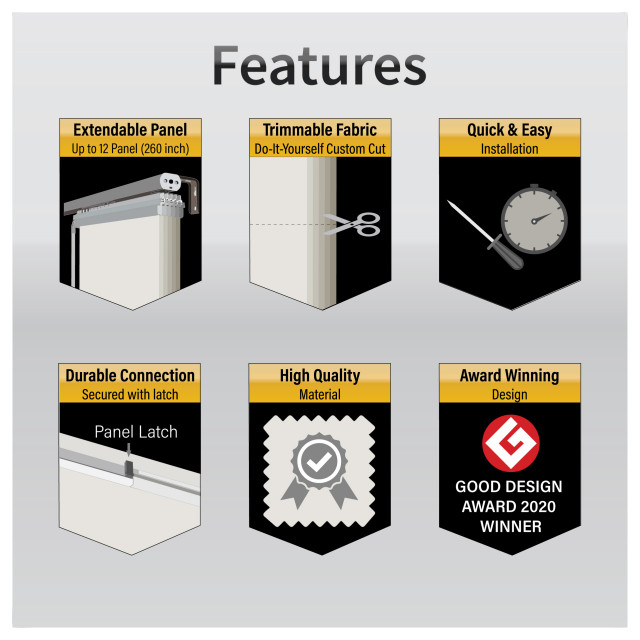 Amour 12-Panel Track Extendable Vertical Blinds 140-260"W, 91.4" H ...