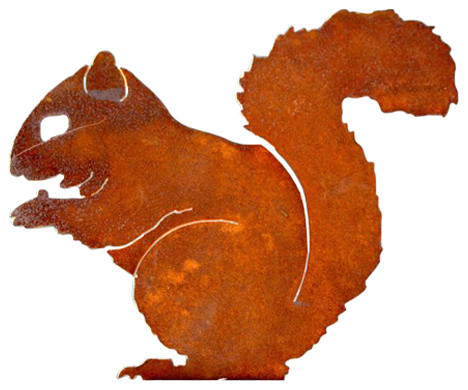 Nibbling Squirrel Metal Art - Rustic - Garden Statues And Yard Art - by ...