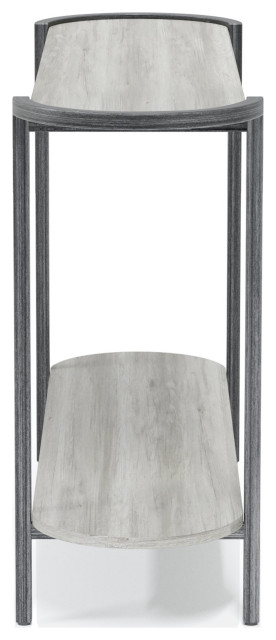 Contemporary Console Table, Open Gun Metal Frame With Light Gray Top ...