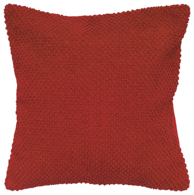 Red Nubby Textured Modern Throw Pillow - Contemporary - Decorative ...