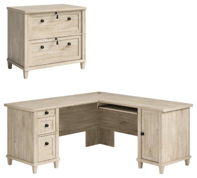Home Square 2-Piece Set with L-Shaped Desk & Lateral File Cabinet in ...