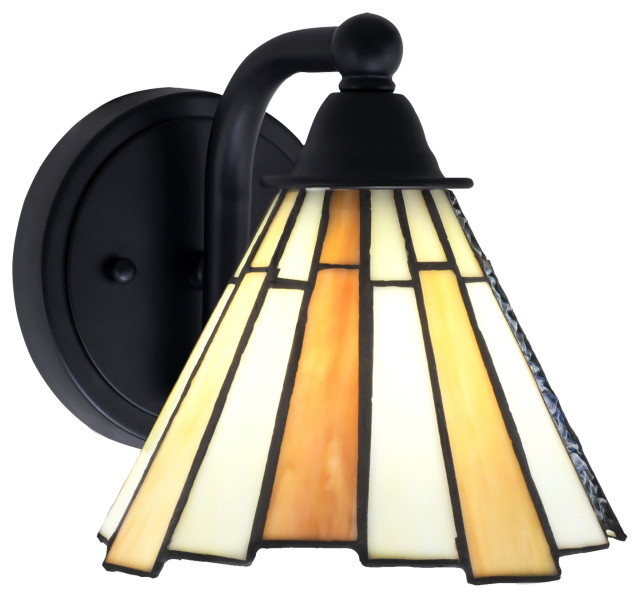 Paramount Wall Sconce In Matte Black Finish With 7" Sequoia Art Glass ...