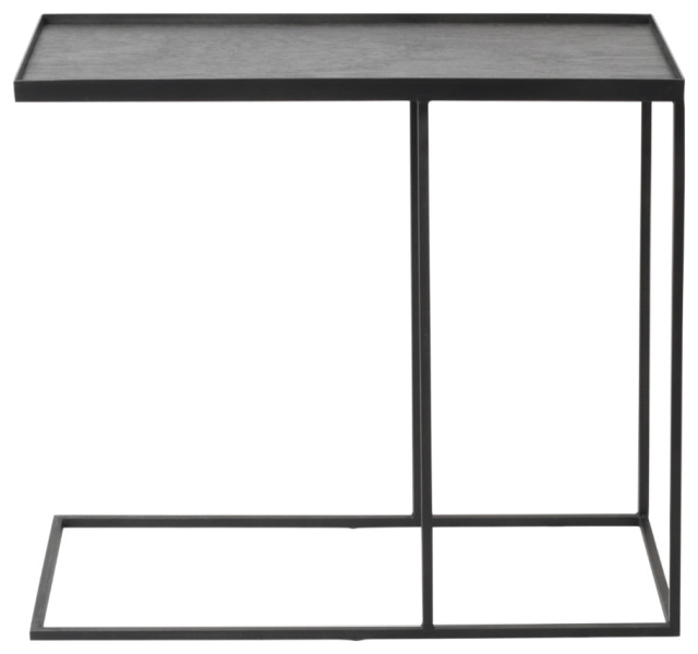 Black C-Shaped Side Table | Ethnicaft Tray - Contemporary - Side Tables ...