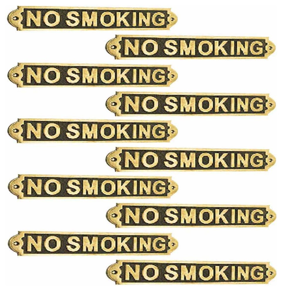 Pack of 10 Polished Brass No Smoking Sign 11" Length, 2 1/4" Height For ...