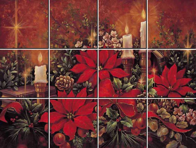 Christmas Poinsettia 12-Piece Mural IdeaStix Peel and Stick ...